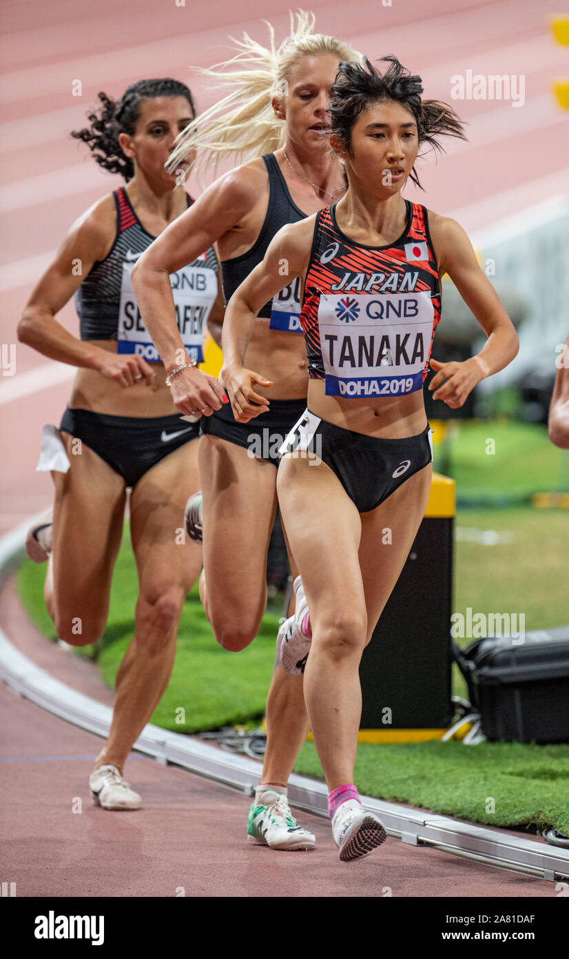DOHA - QATAR OCT 5: Nozomi Tanaka of Japan competing in the 5000m final ...