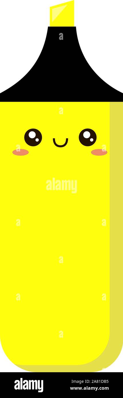 Yellow marker, illustration, vector on white background Stock Vector ...