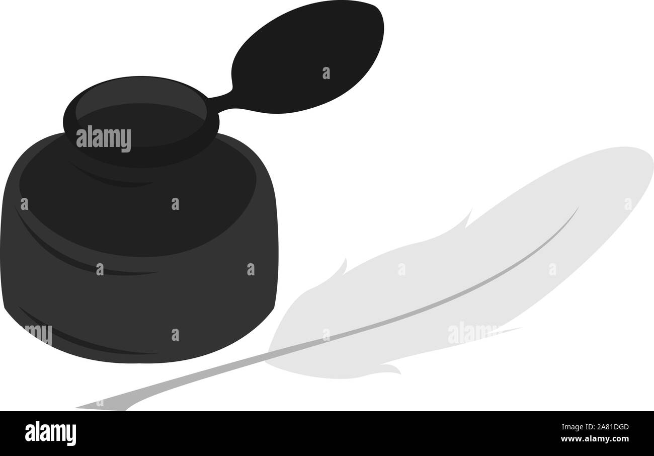 Inkwell, illustration, vector on white background Stock Vector Image ...