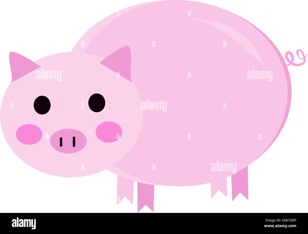 Pink pig, illustration, vector on white background Stock Vector Image ...