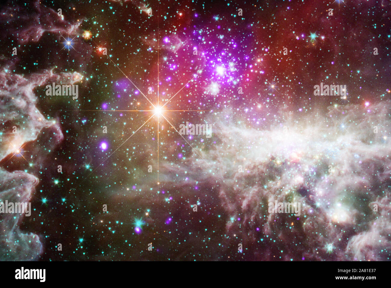 Nebula, starfield, cluster of stars in outer space. Beauty of endless ...