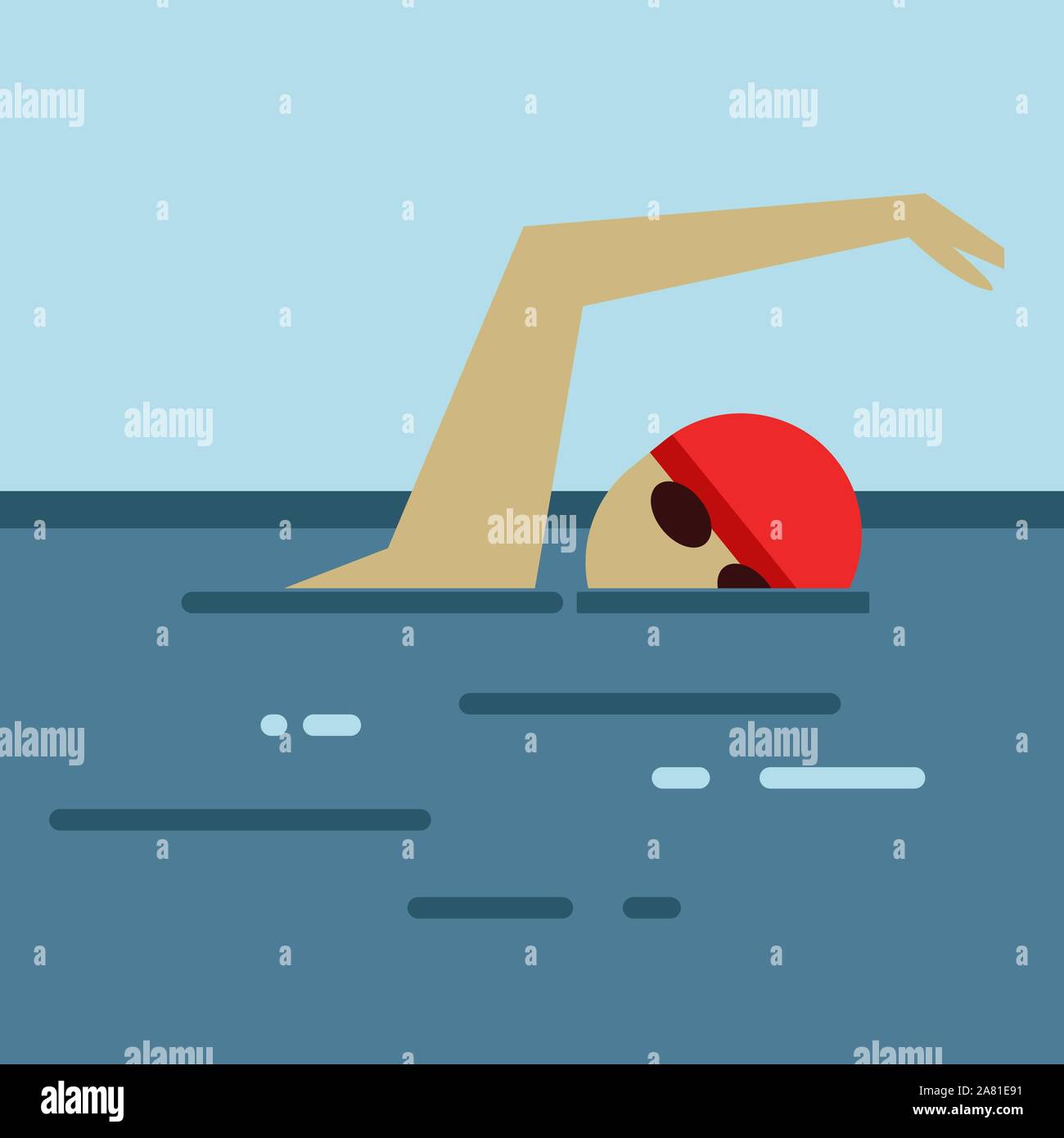 Swimming man, illustration, vector on white background Stock Vector ...