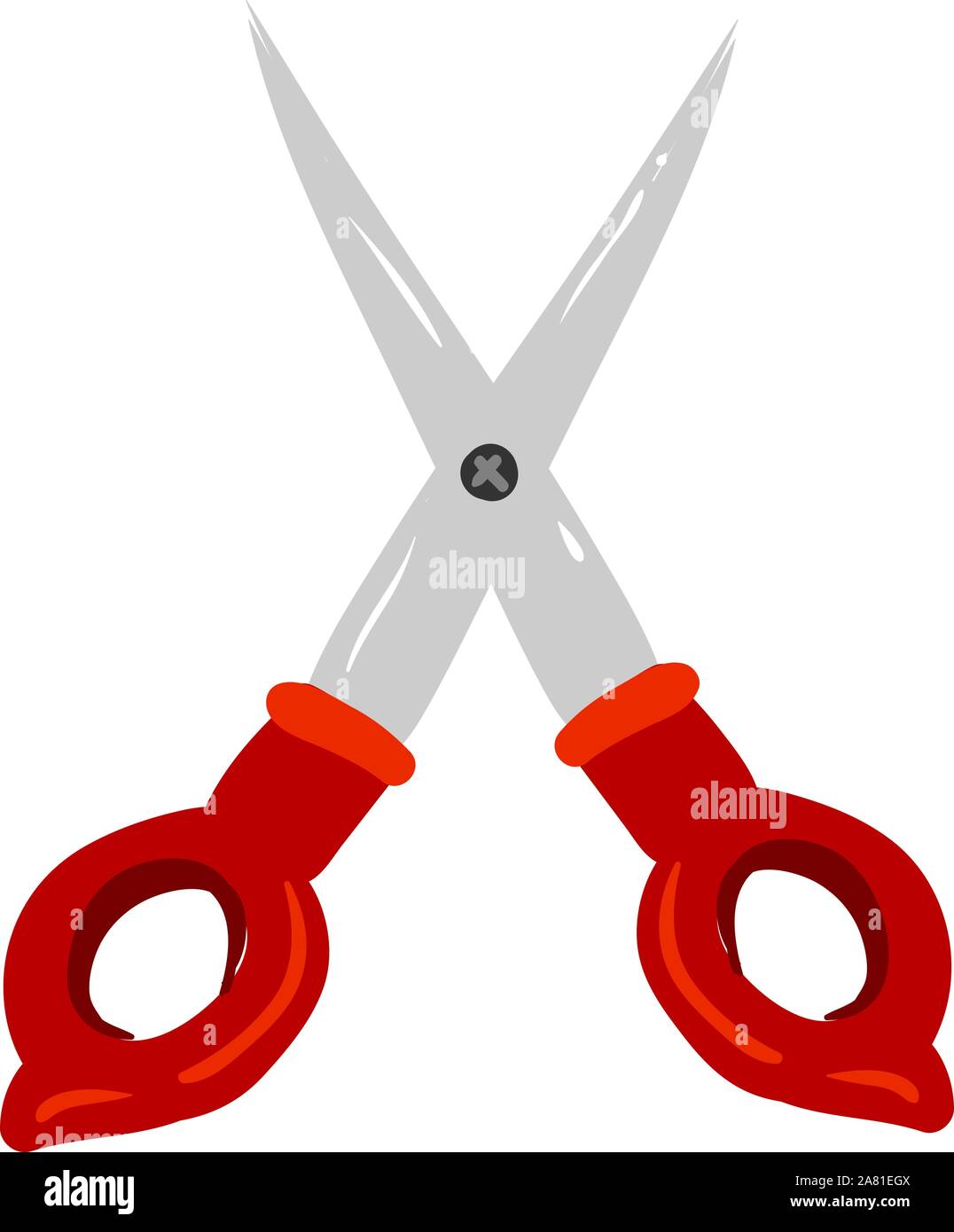 Red scissors, illustration, vector on white background Stock Vector ...