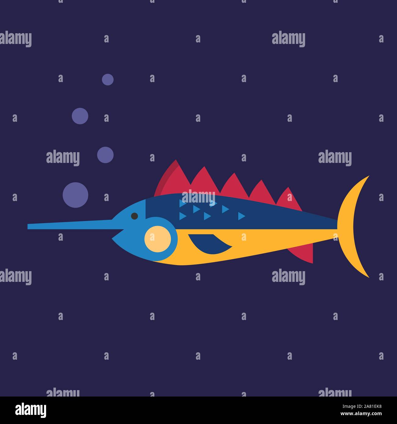 Swordfish underwater, illustration, vector on white background Stock ...