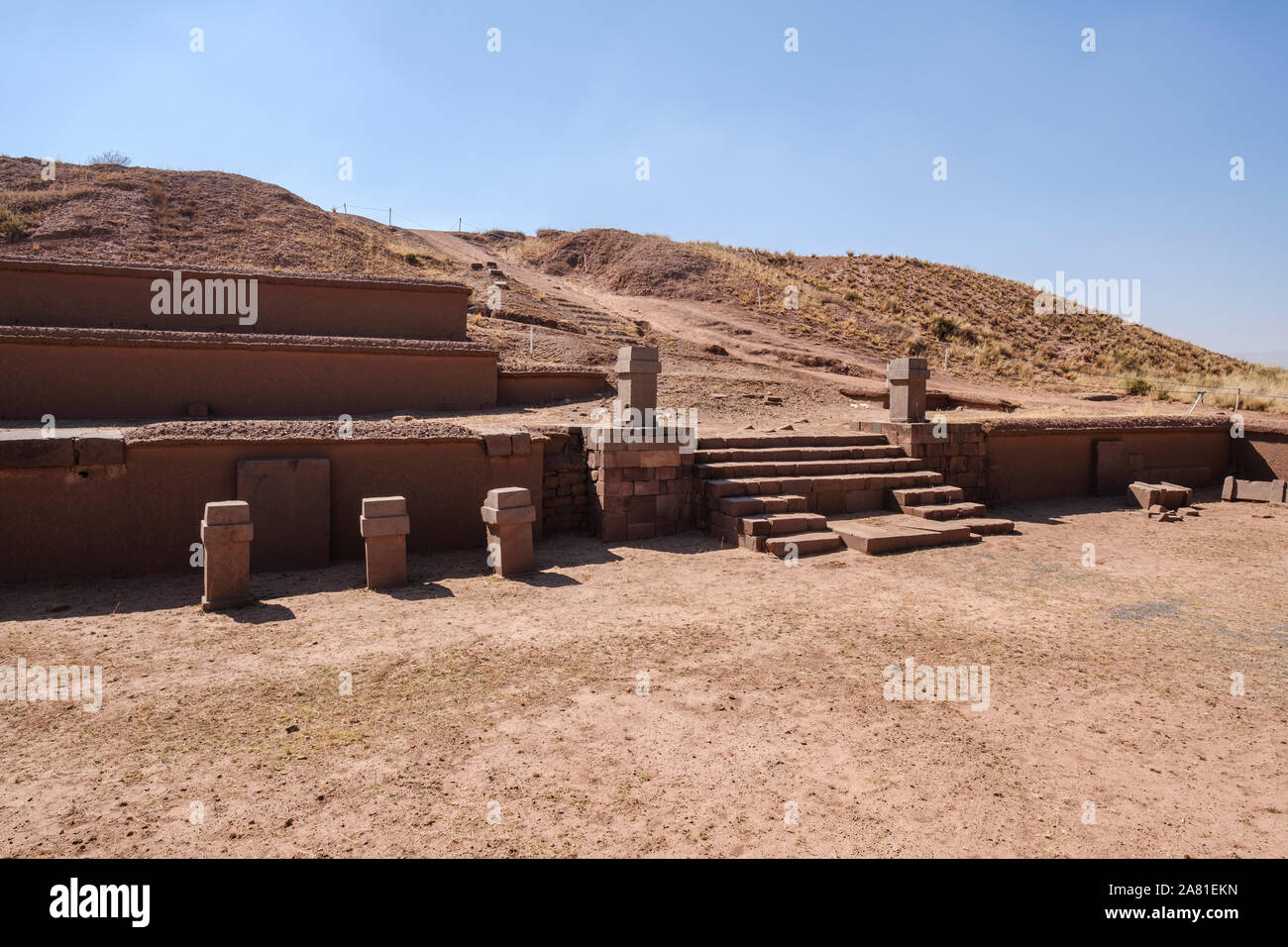 Akapana Pyramid at Tiwanaku Archeological Complex, Bolivia Stock Photo ...