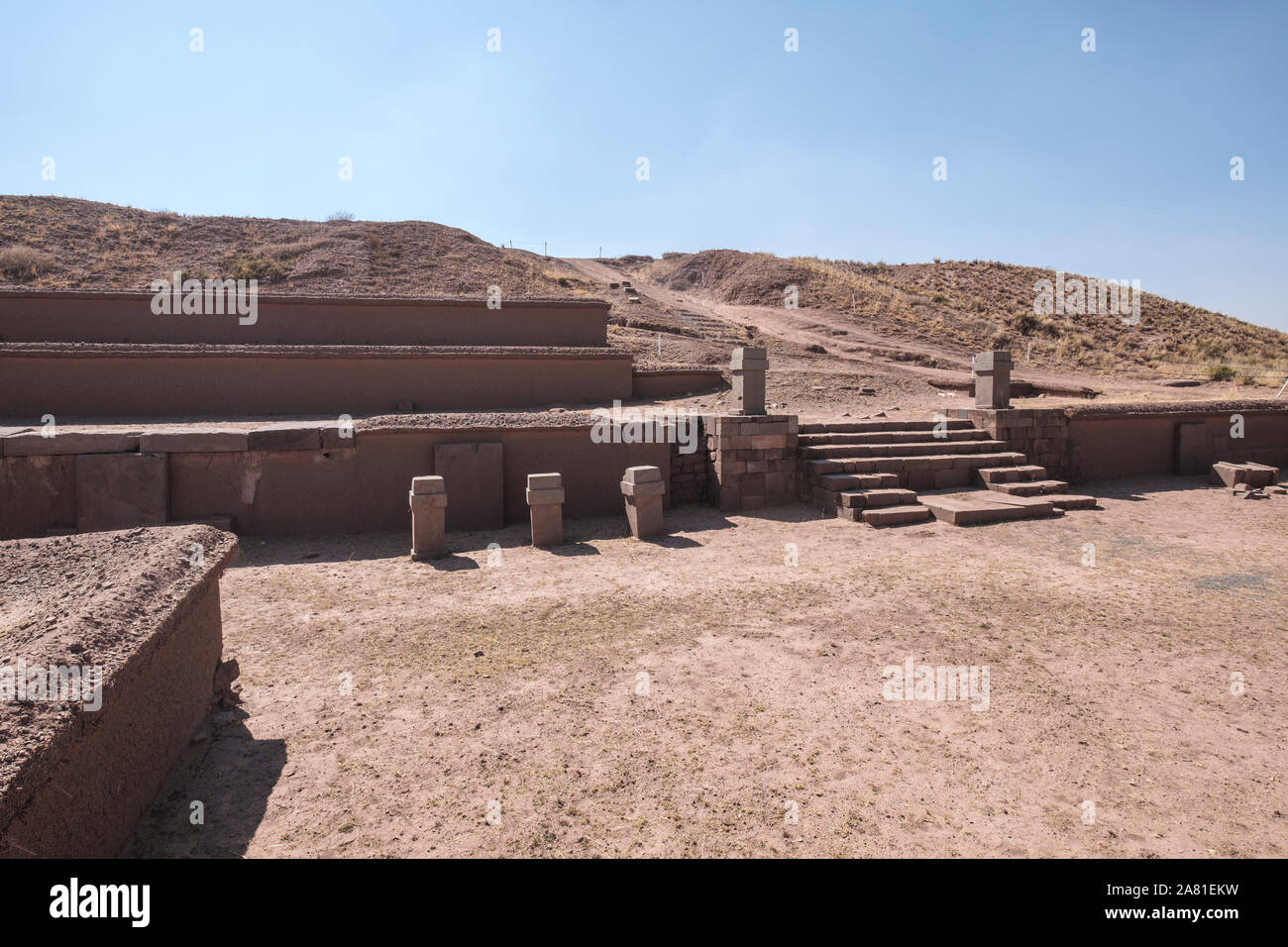 Akapana Pyramid at Tiwanaku Archeological Complex, Bolivia Stock Photo ...