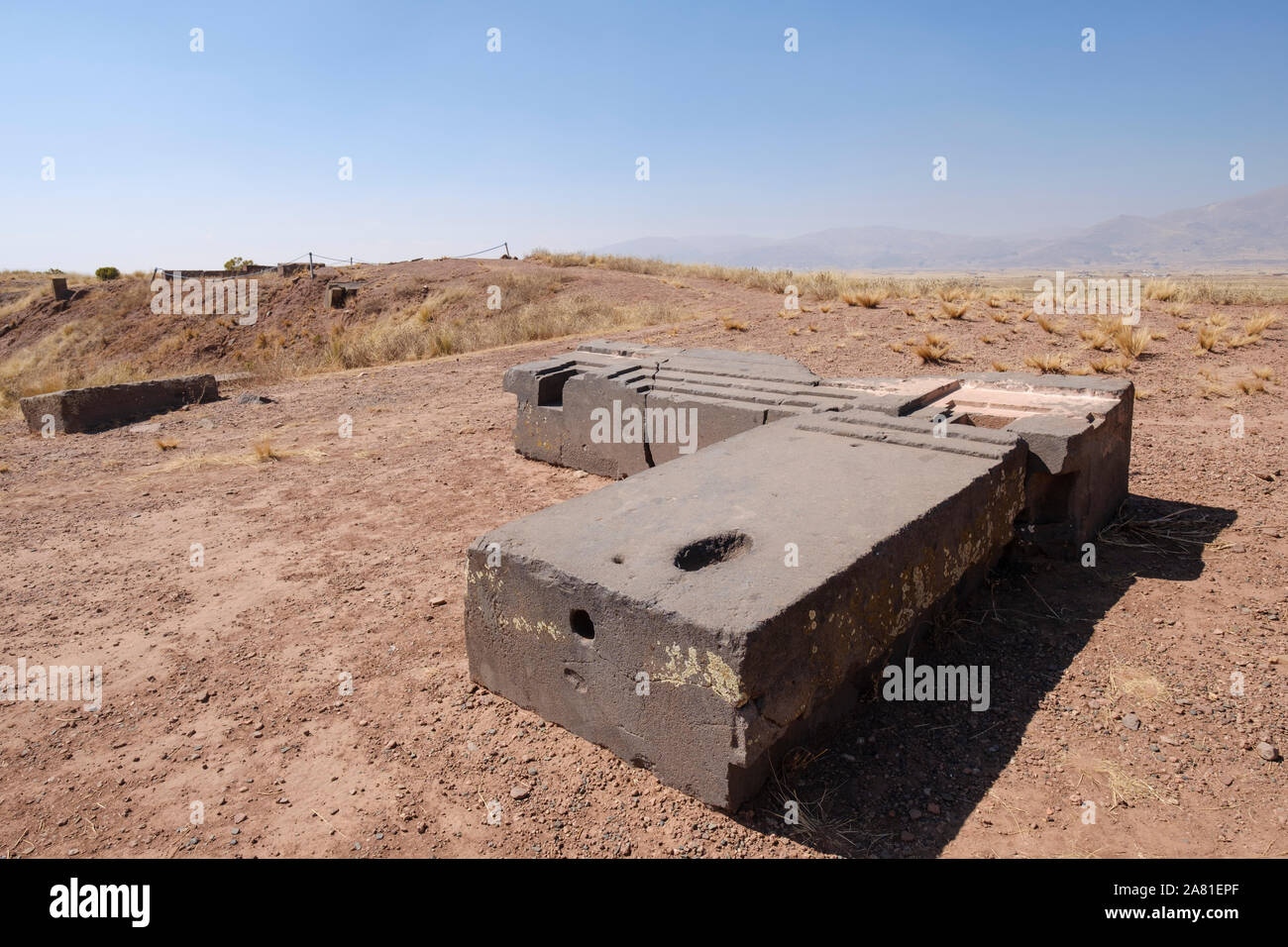 Detail from the top of Akapana Pyramid at Tiwanaku Archeological ...