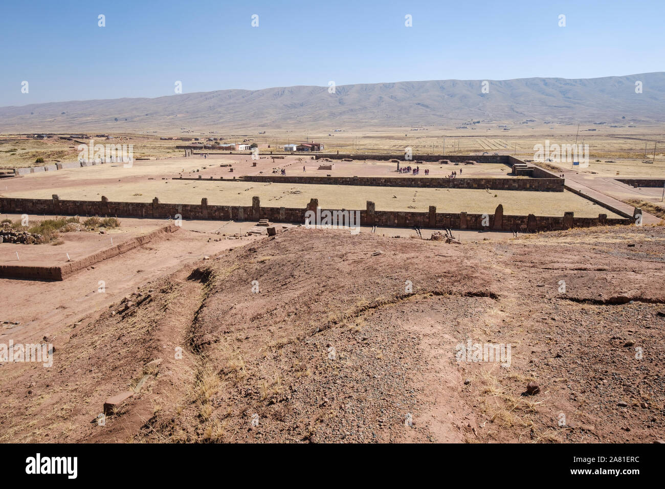 Kalasasaya Temple seen from the top of Akapana Pyramid at Tiwanaku ...