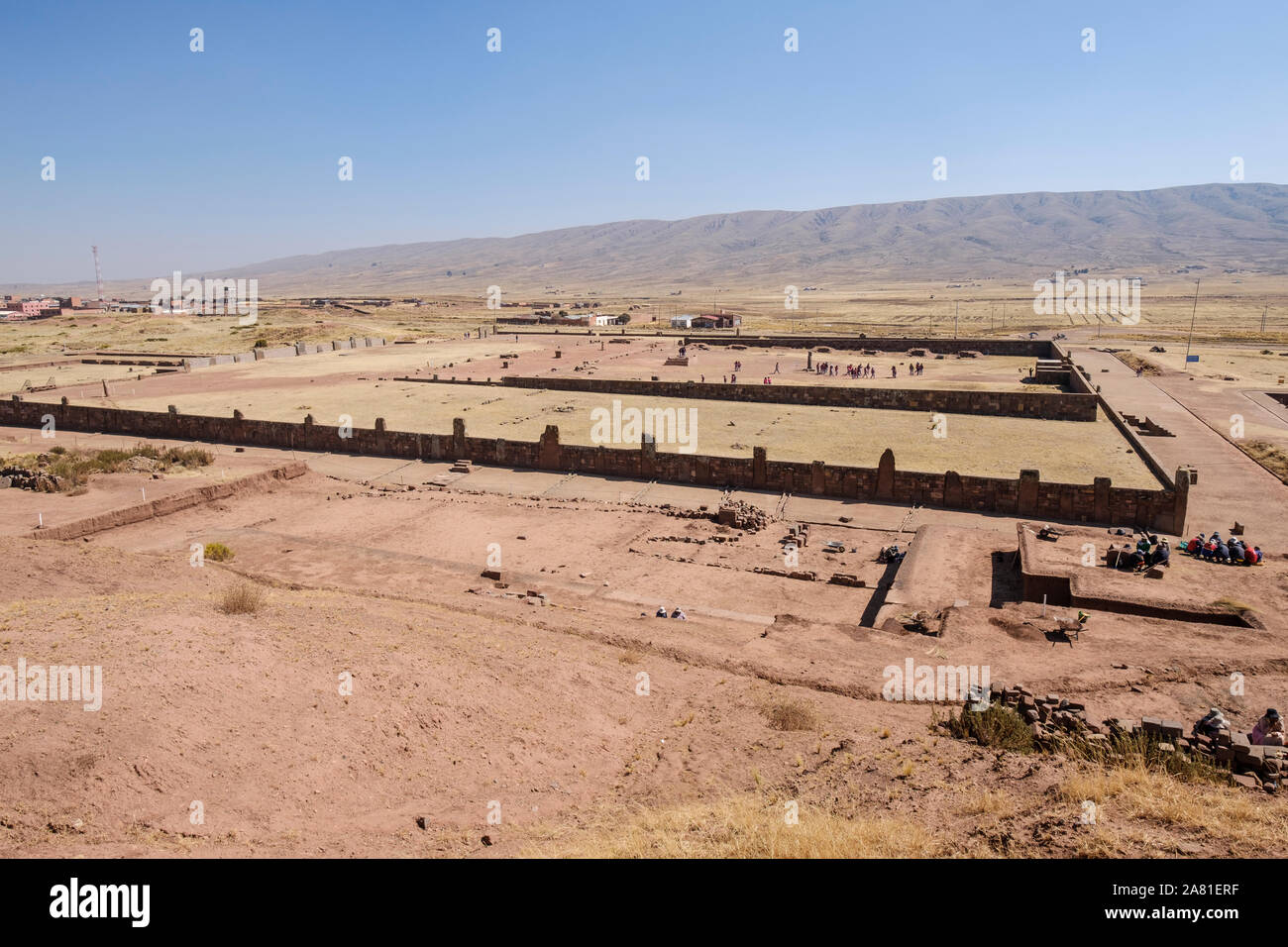 Kalasasaya Temple seen from the top of Akapana Pyramid at Tiwanaku ...