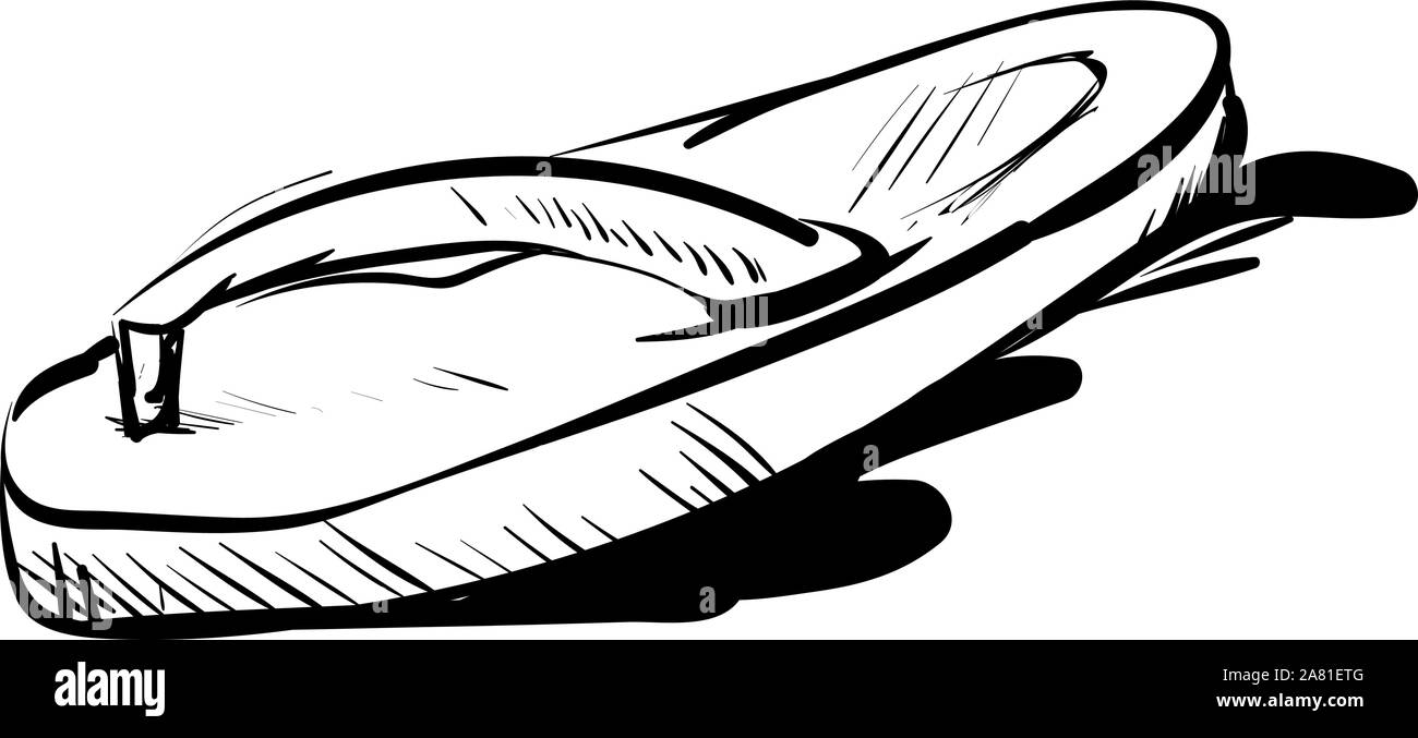 Slippers drawing, illustration, vector on white background Stock Vector ...