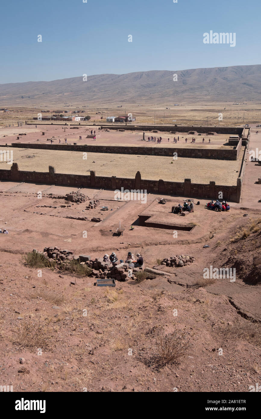 Kalasasaya Temple seen from the top of Akapana Pyramid at Tiwanaku ...