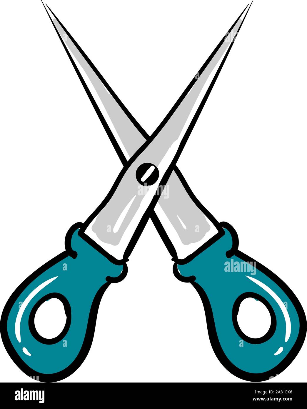 Blue scissors, illustration, vector on white background Stock Vector ...
