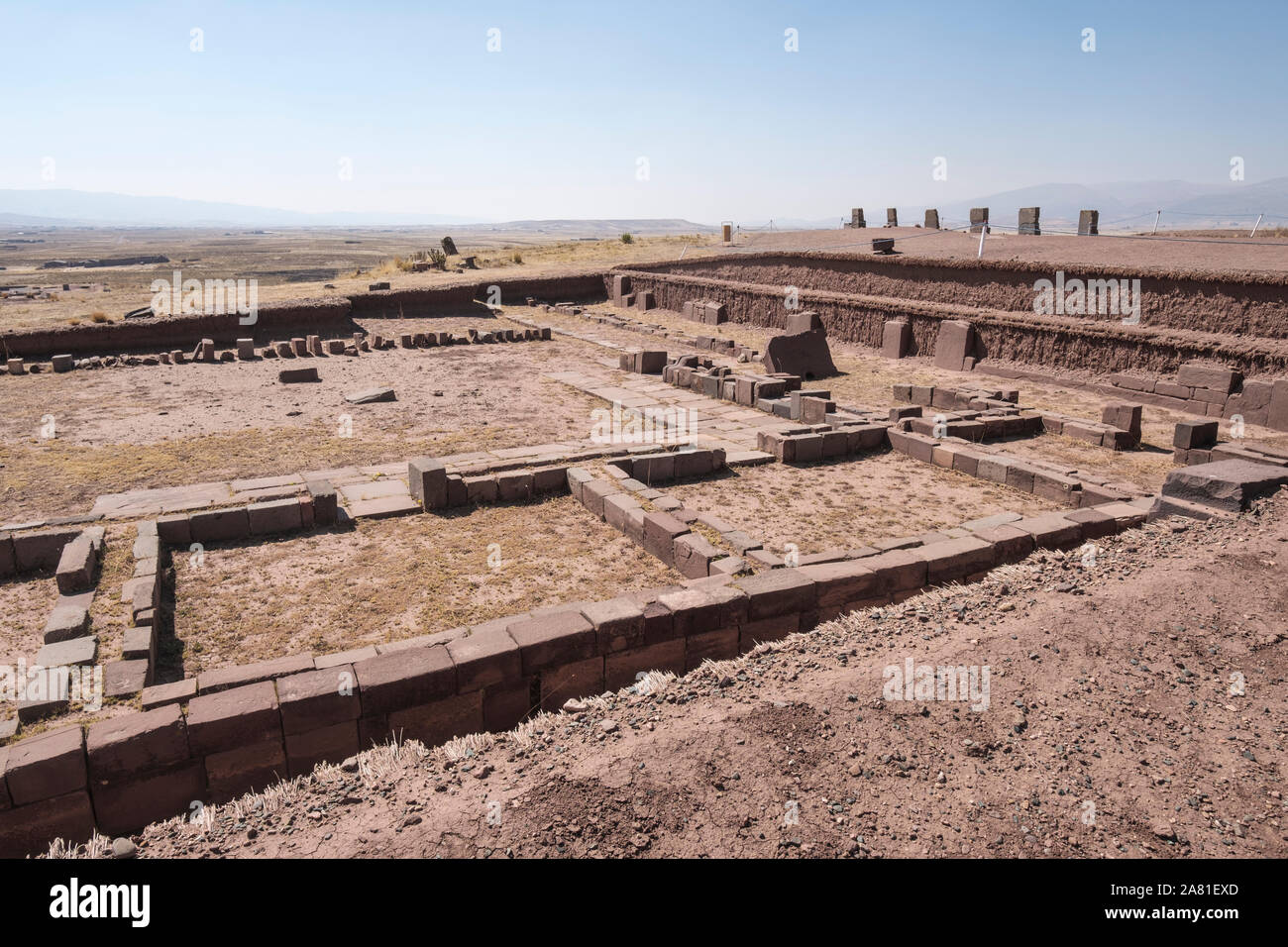 Ancient ruins at Tiwanaku Archeological Complex, Bolivia Stock Photo ...