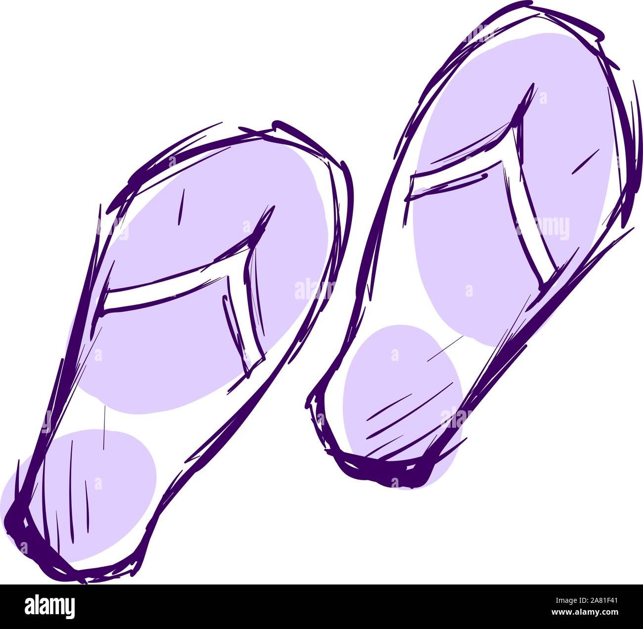 Slippers drawing, illustration, vector on white background Stock Vector ...