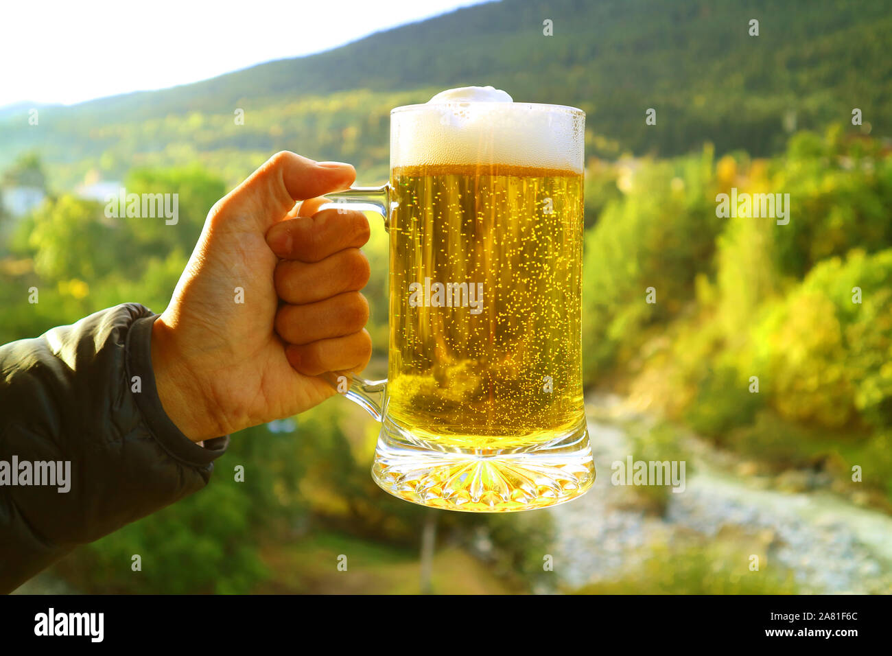Hand holding pint hi-res stock photography and images - Alamy
