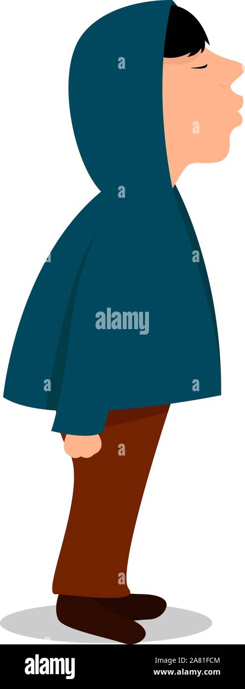 Boy with blue jacket, illustration, vector on white background Stock ...
