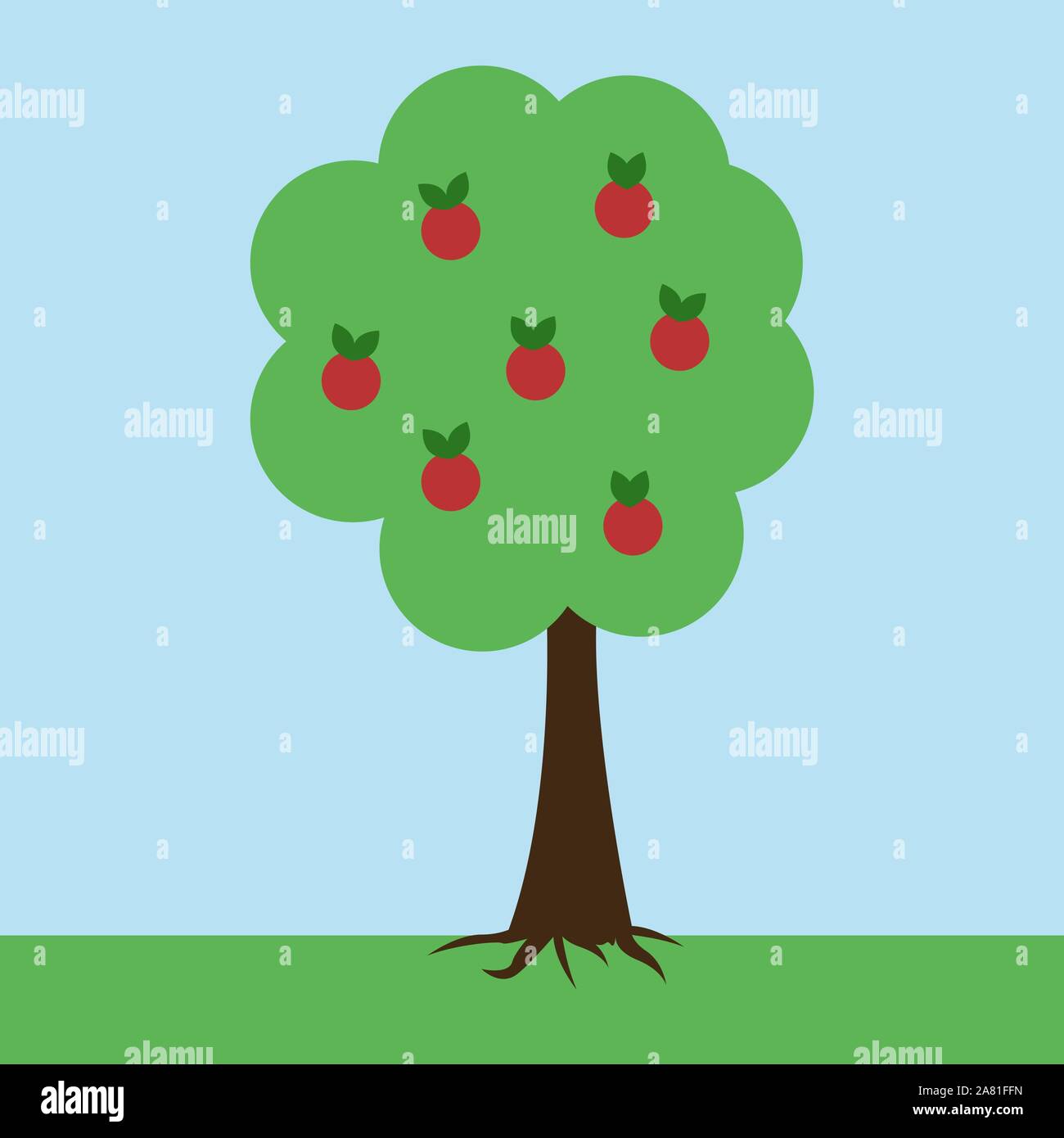 Apple tree, illustration, vector on white background Stock Vector Image ...