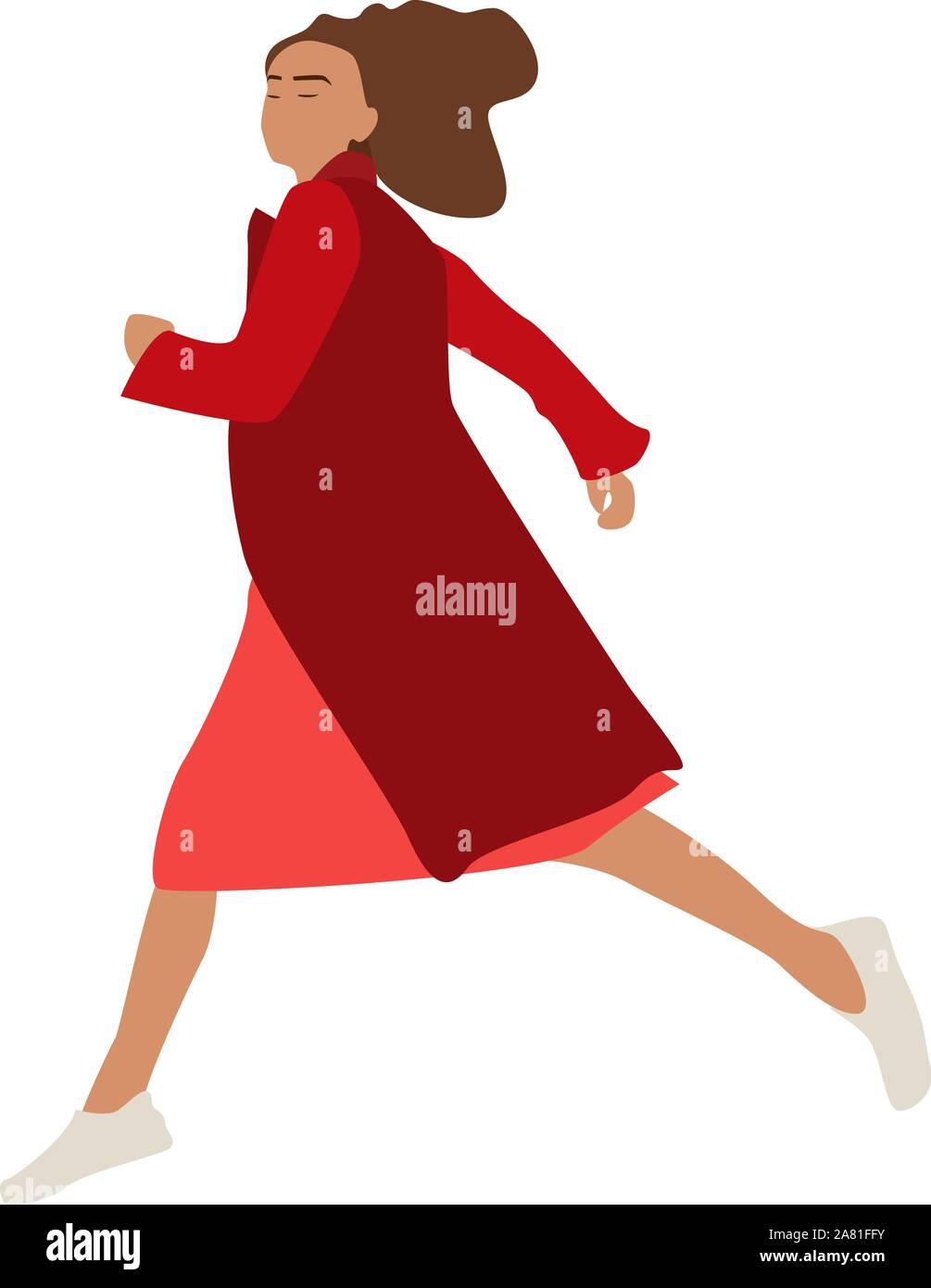 Walking girl, illustration, vector on white background Stock Vector ...