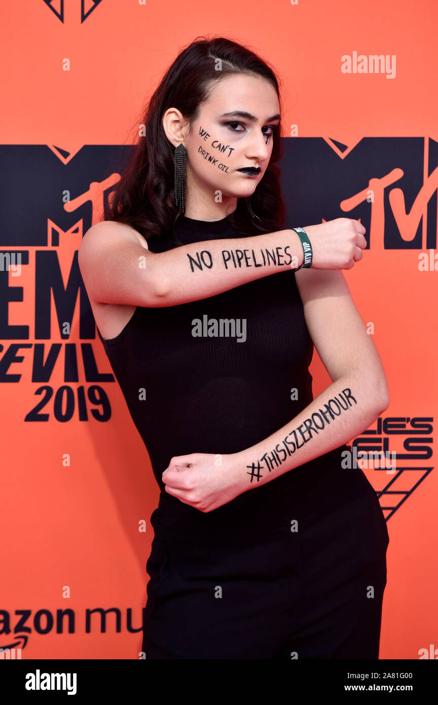 Jamie Margolin attending the MTV EMAs 2019 at FIBES Conference and ...
