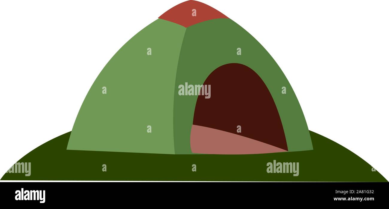 Green tent, illustration, vector on white background Stock Vector Image ...