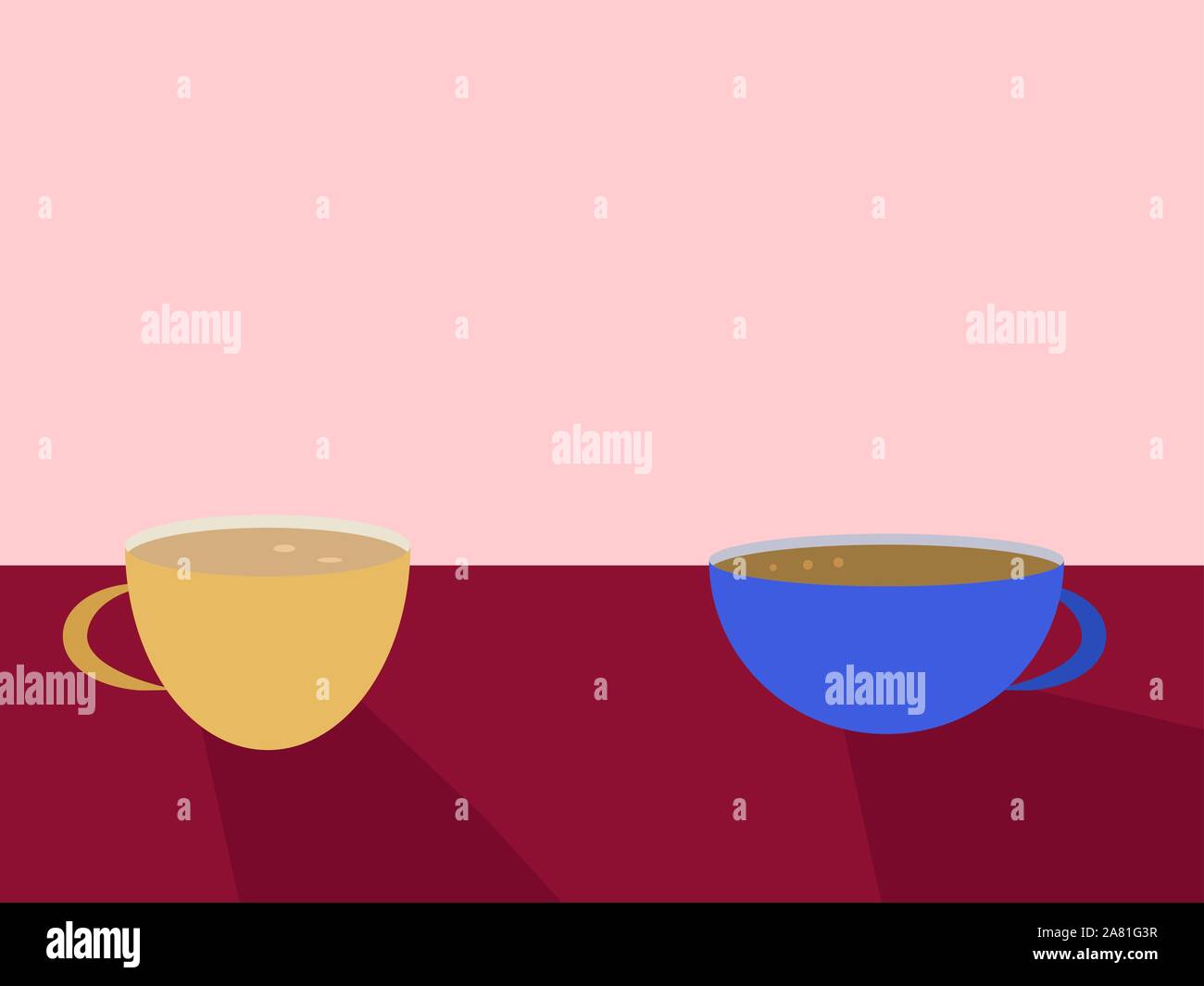 Two cups of coffee, illustration, vector on white background Stock ...