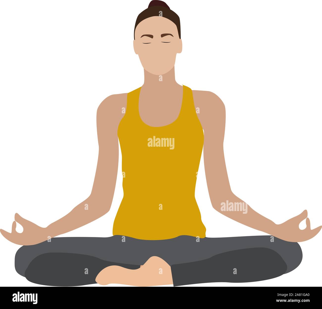 Yoga girl, illustration, vector on white background Stock Vector Image ...