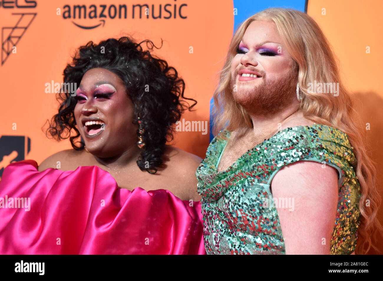 Mahatma Khandi and Grace Shush attending the MTV EMAs 2019 at FIBES ...