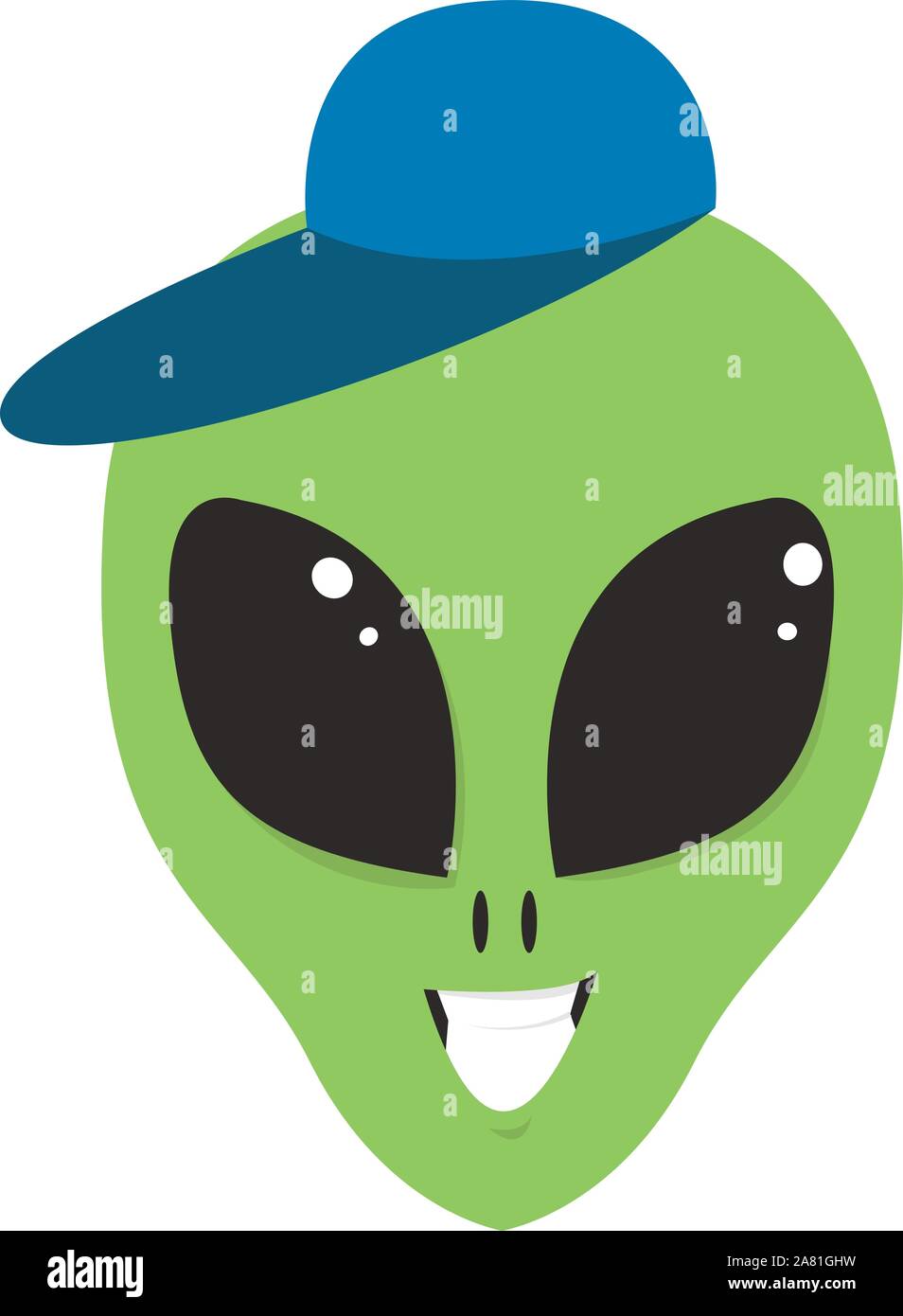 Alien with cap, illustration, vector on white background Stock Vector ...