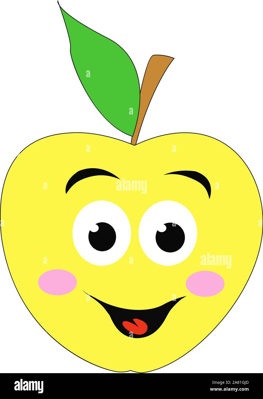 Yellow apple, illustration, vector on white background Stock Vector ...