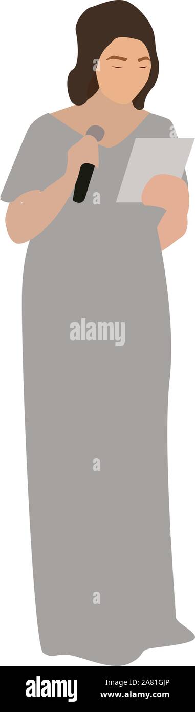 Announcer woman, illustration, vector on white background Stock Vector ...