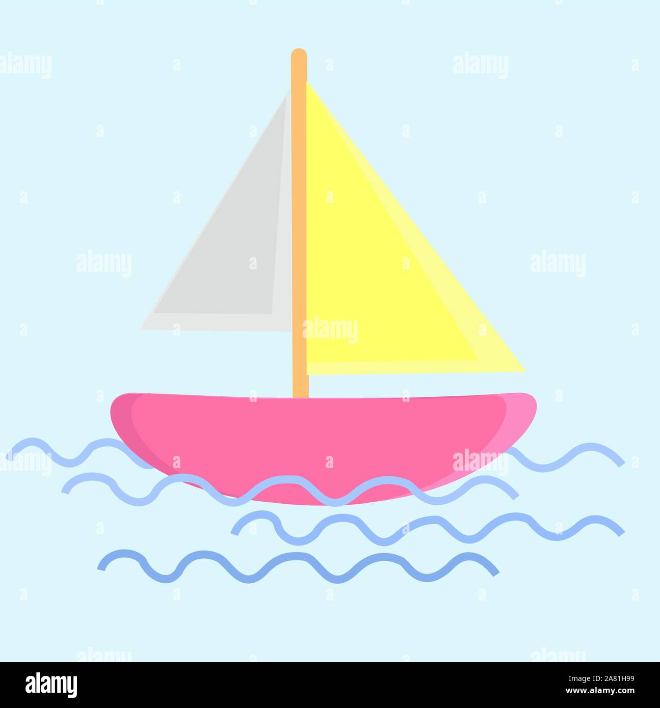 Boat on water, illustration, vector on white background Stock Vector ...