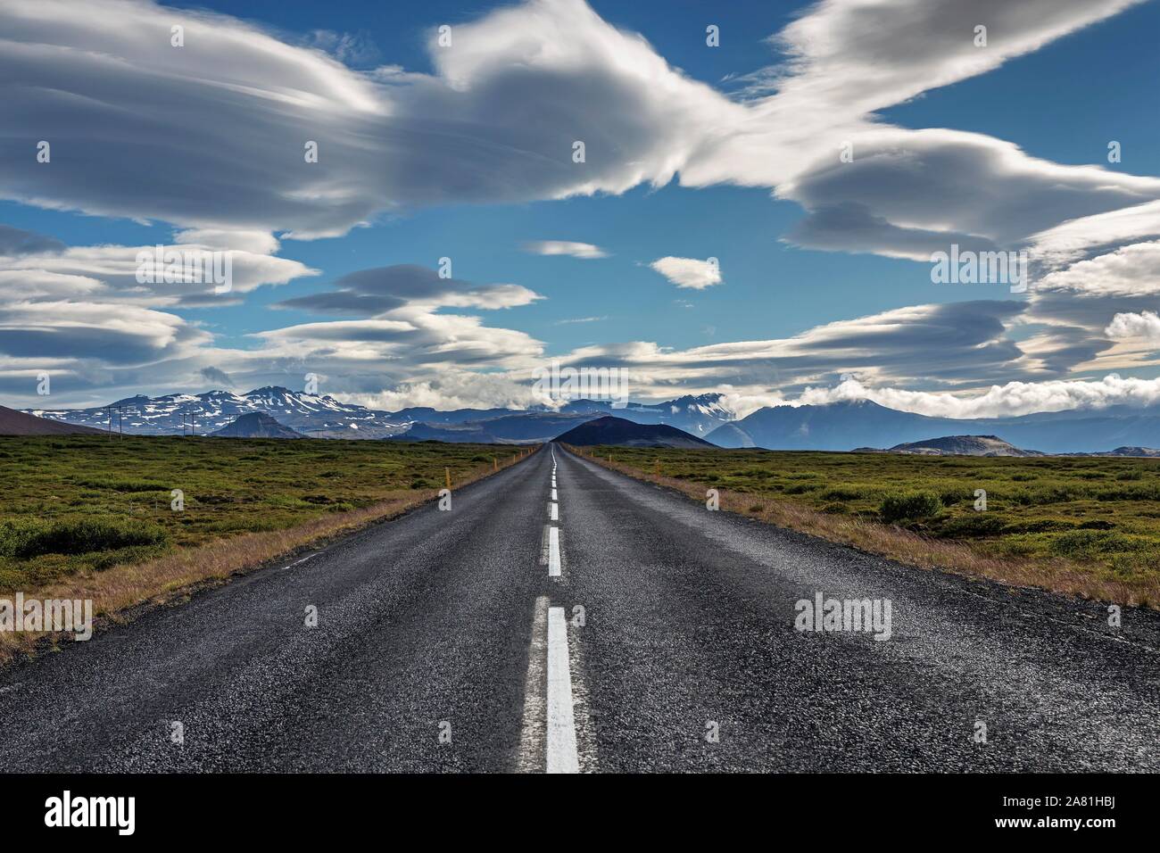 Road 54 near Stykkisholmur, cloud formations, snow-capped mountains ...