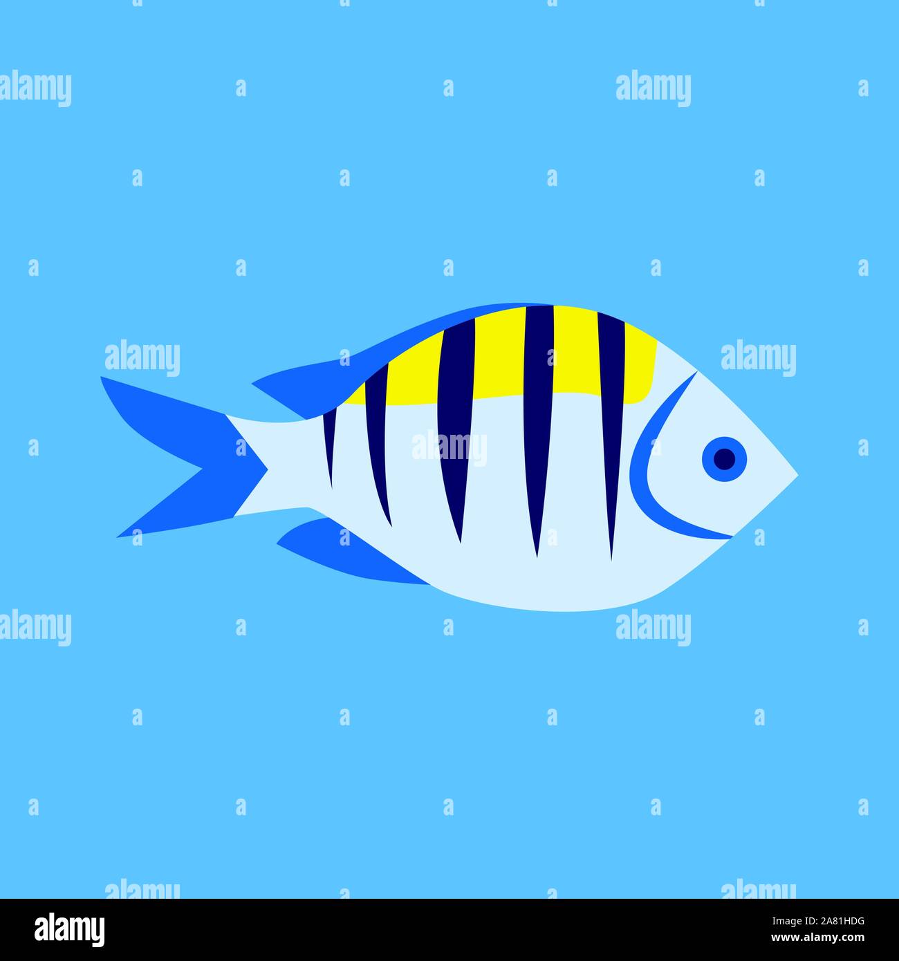 Blue fish, illustration, vector on white background Stock Vector Image ...