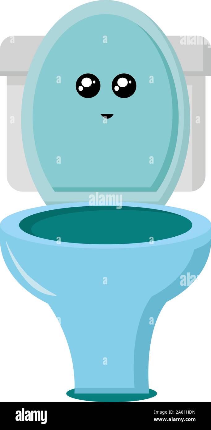 Blue toilet, illustration, vector on white background Stock Vector ...