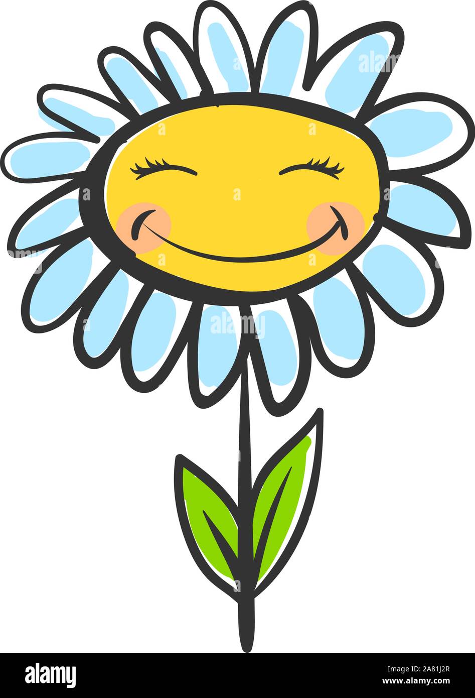 Happy daisy, illustration, vector on white background Stock Vector ...