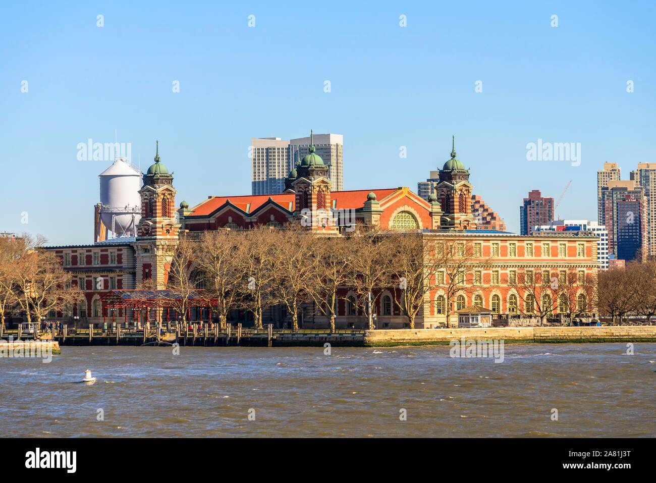 View from Hudson River to Memorial Museum of Immigration, former ...