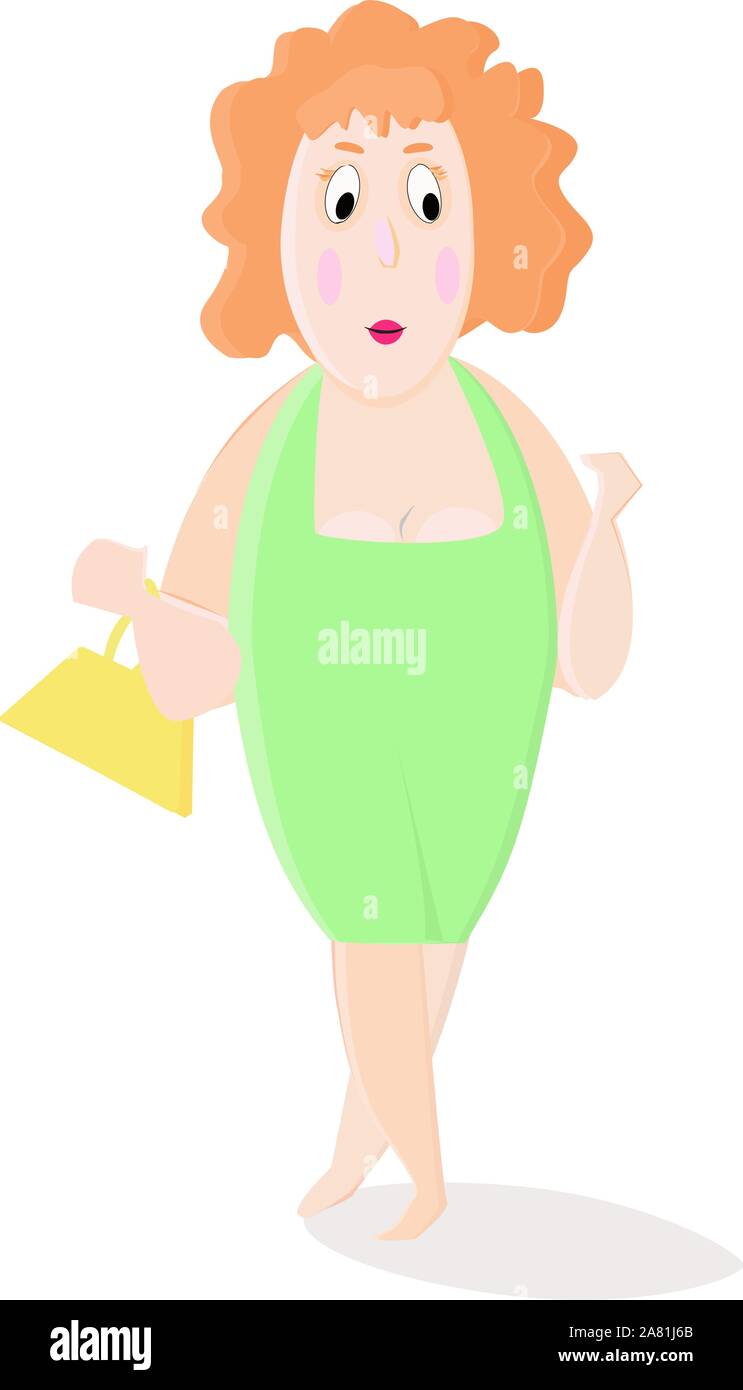 Woman in green, illustration, vector on white background Stock Vector ...
