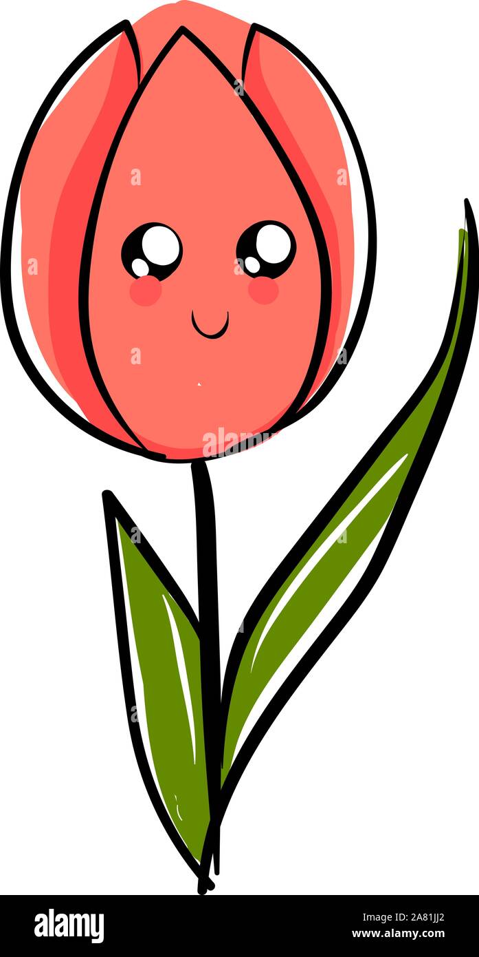 Cute tulip, illustration, vector on white background Stock Vector Image ...