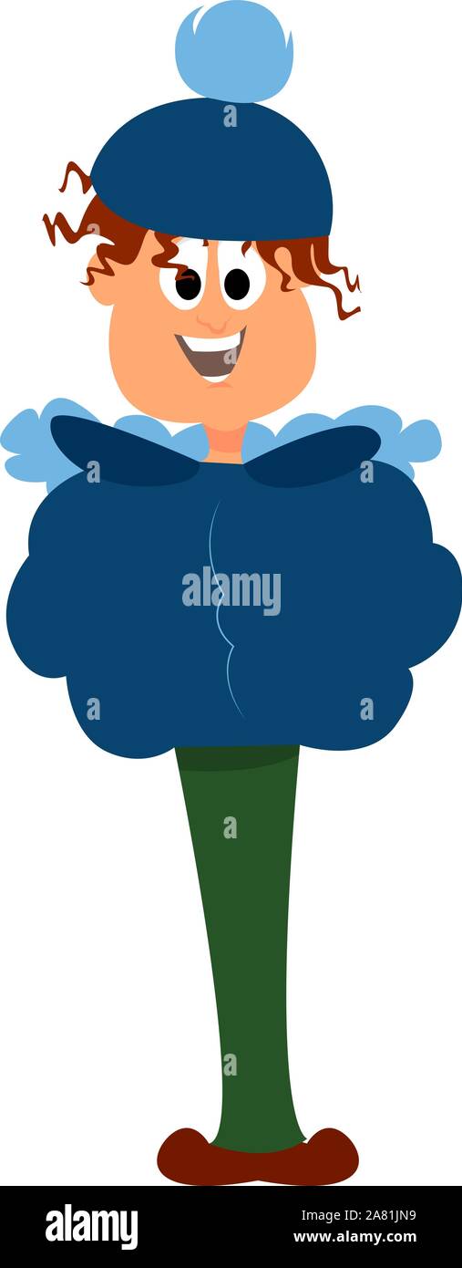 Boy in blue jacket, illustration, vector on white background Stock ...