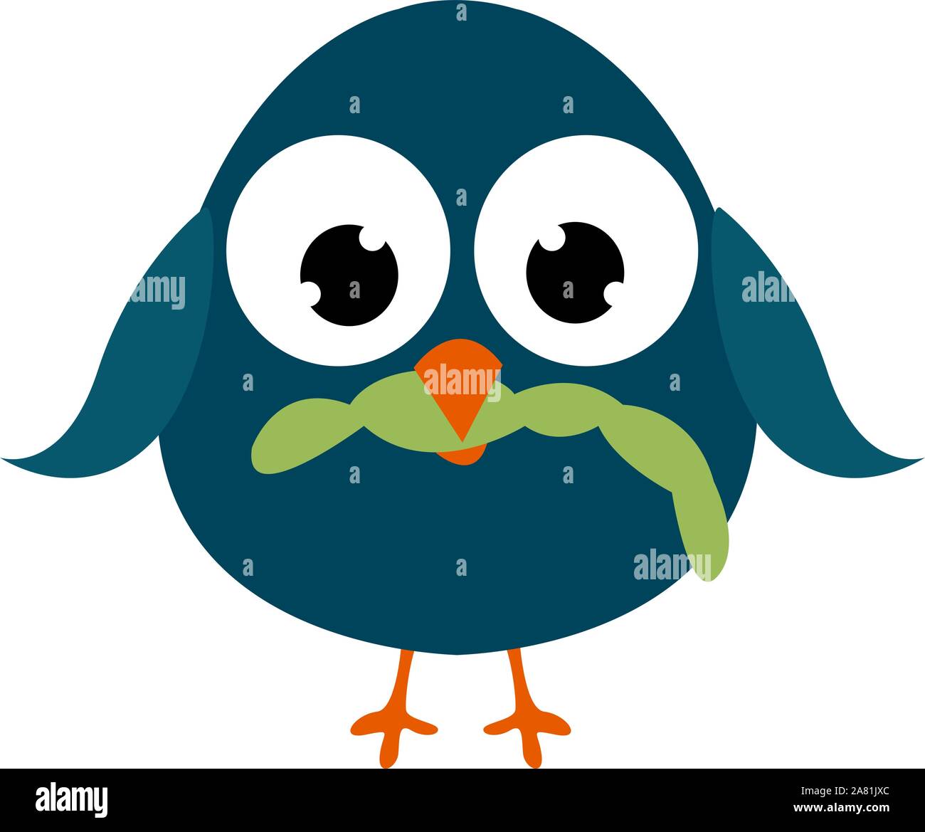 Bird with worm, illustration, vector on white background Stock Vector ...