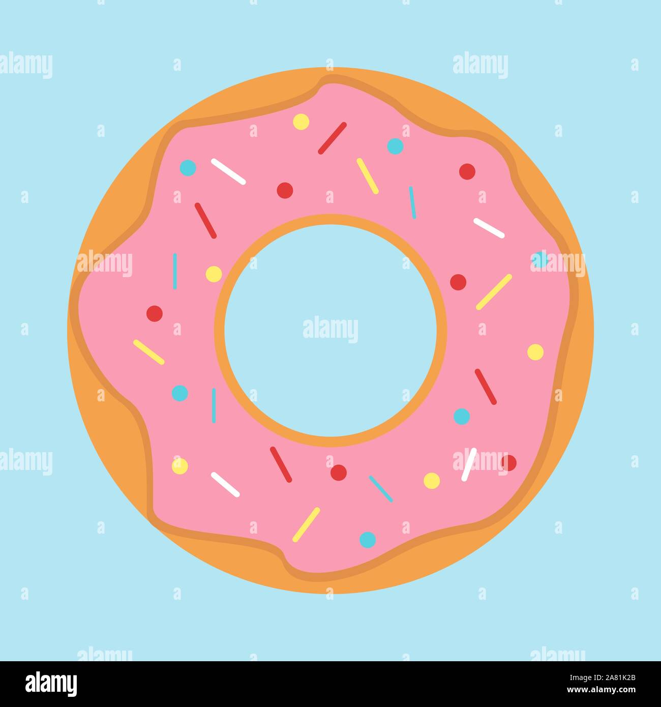Pink donut, illustration, vector on white background Stock Vector Image ...