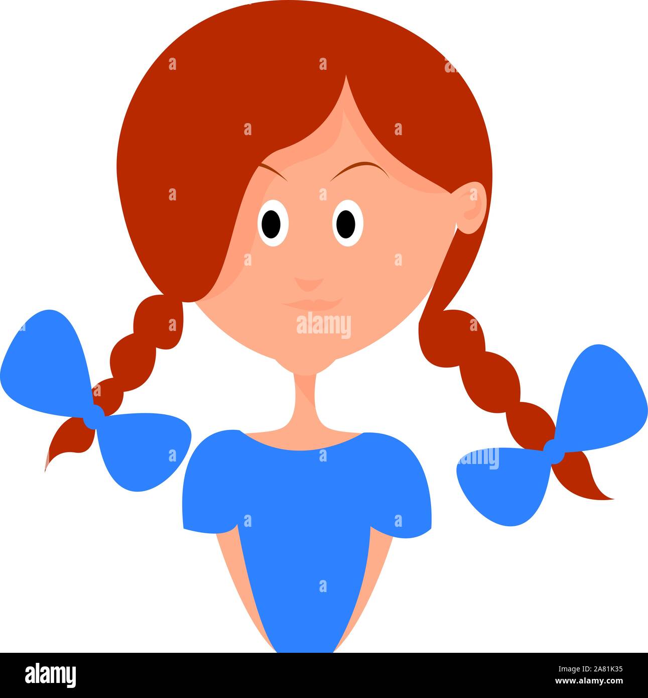 Girl with bows, illustration, vector on white background Stock Vector ...