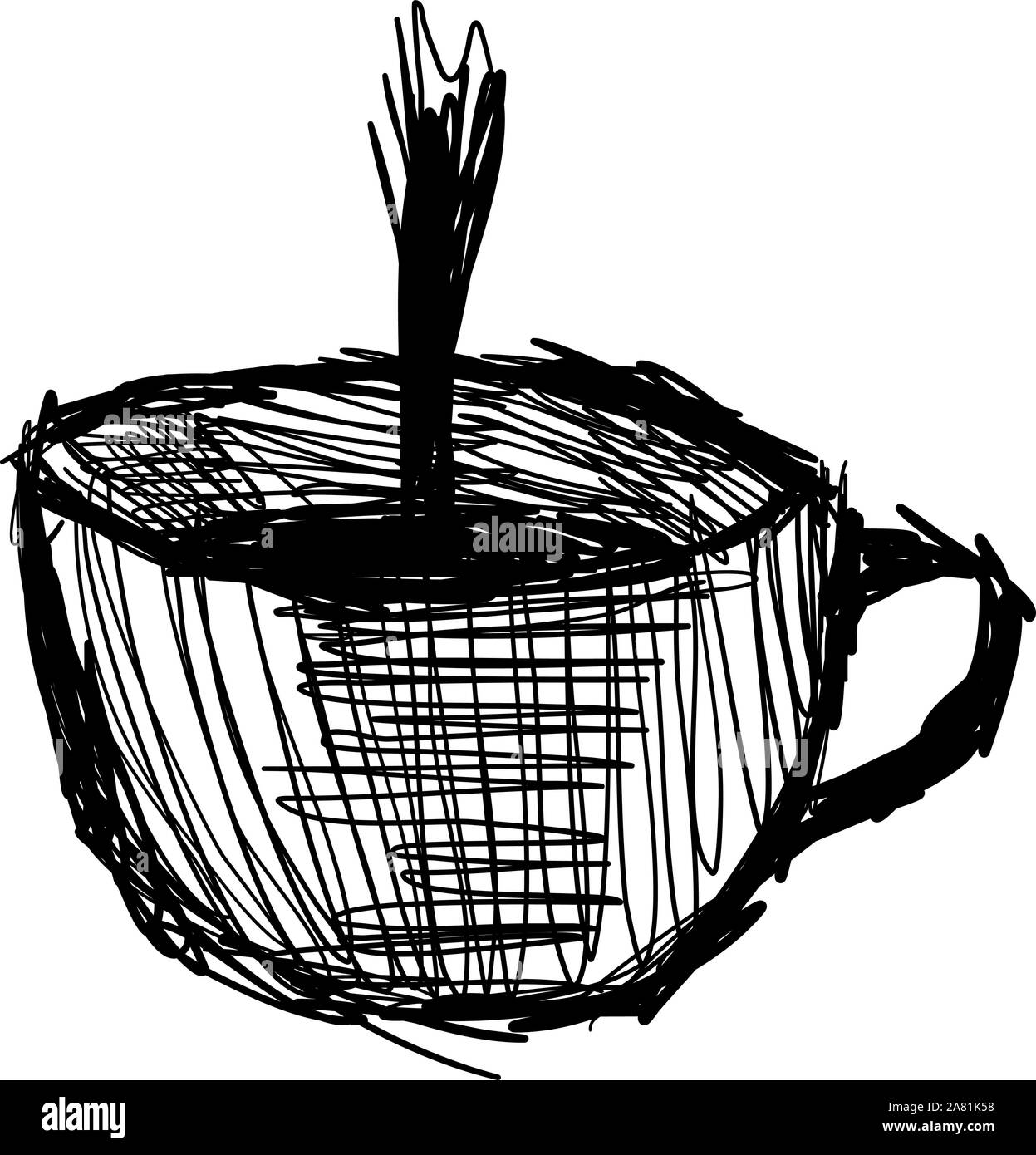 Coffee cup drawing, illustration, vector on white background Stock ...