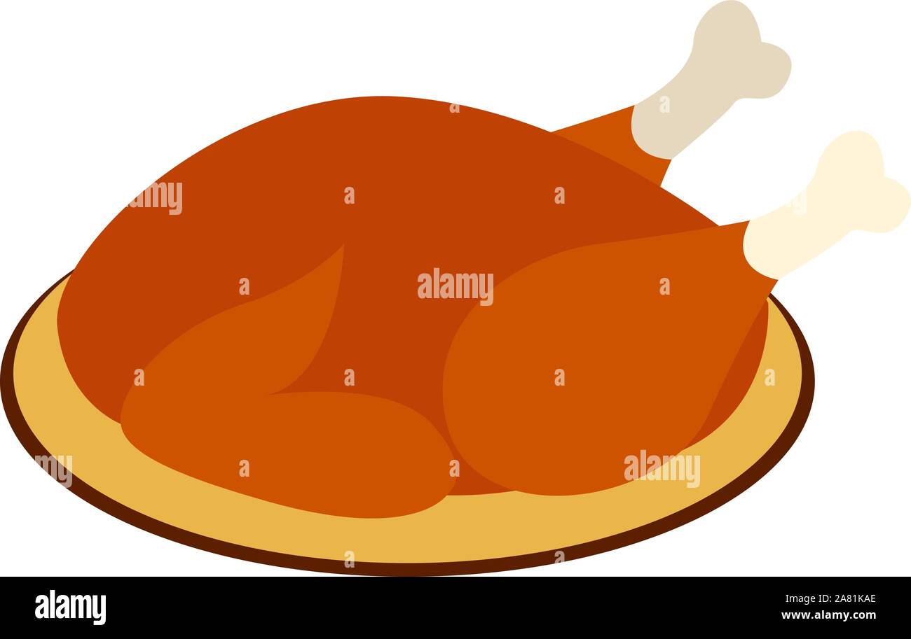 Fried chicken, illustration, vector on white background Stock Vector ...