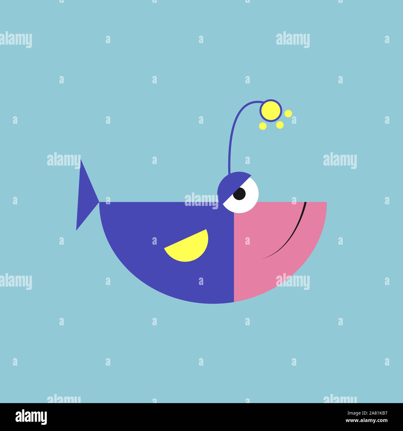Fish with lamp, illustration, vector on white background Stock Vector ...