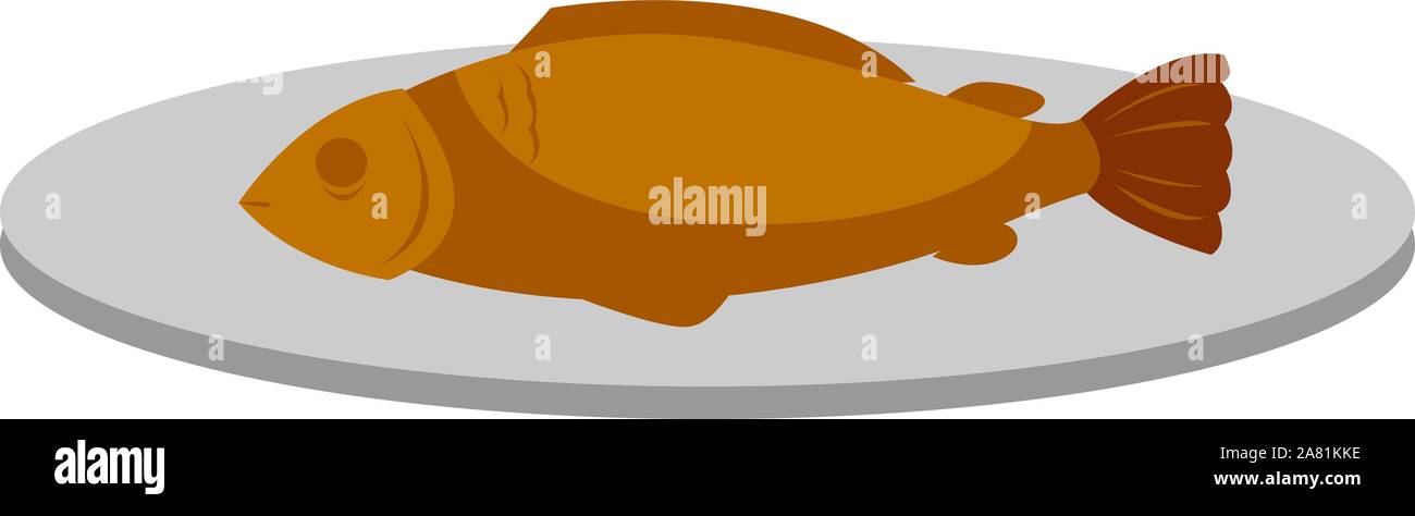 Fried fish, illustration, vector on white background Stock Vector Image ...