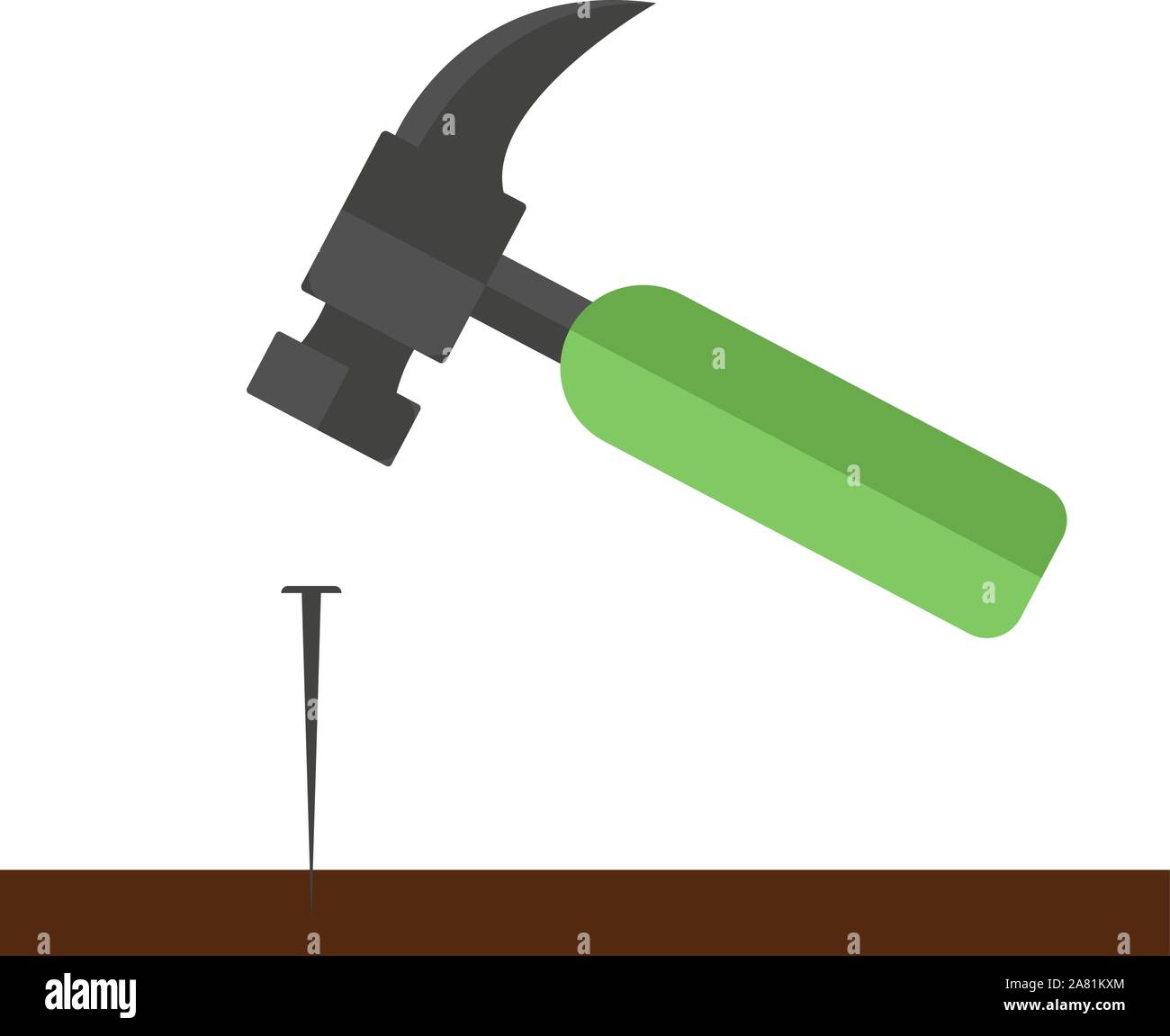 Green hammer, illustration, vector on white background Stock Vector ...