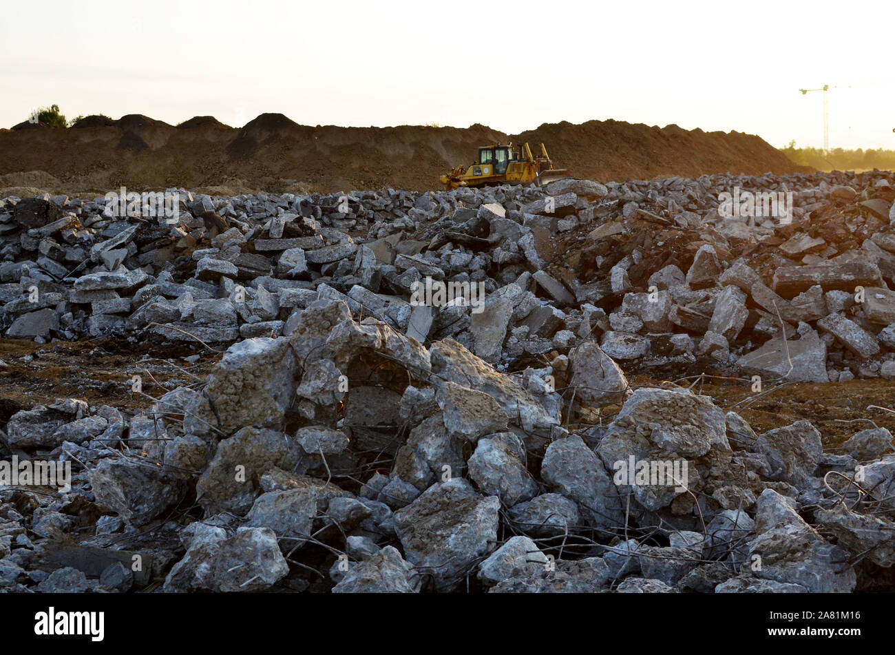Recycling and reuse crushed concrete rubble, asphalt, building material ...