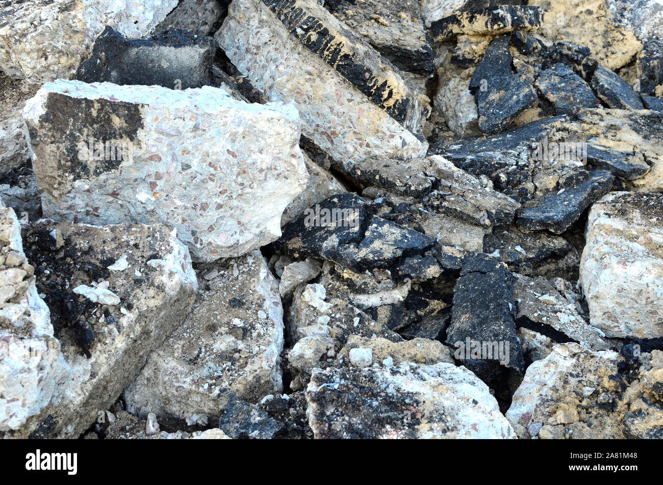Recycling and reuse crushed concrete rubble, asphalt, building material ...