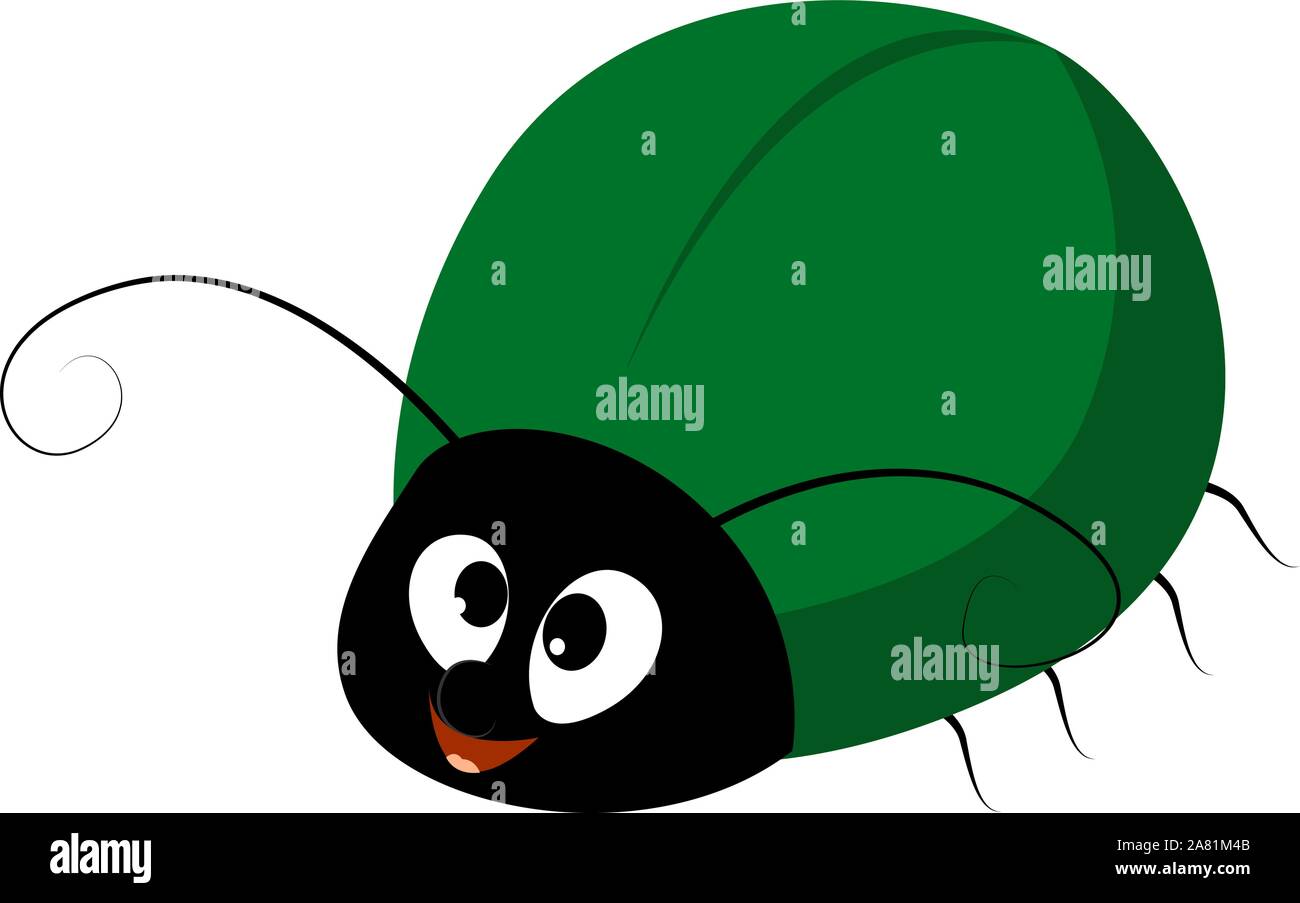 Green insect, illustration, vector on white background Stock Vector ...